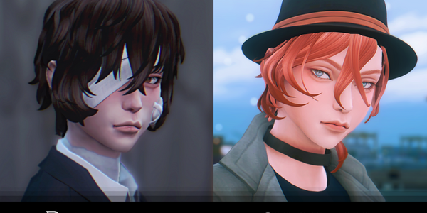 [BSD]Sims4/Dazai & Chuya_hair: puip_puip_Sims