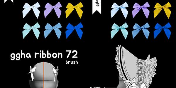 [클립 스튜디오] ggha 리본 스탬프 브러쉬🎀: ggha