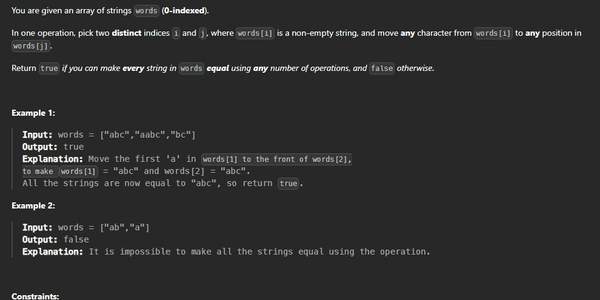 [2023.12.30] 1897. Redistribute Characters to Make All Strings Equal: 마코의 프로그래밍 바다