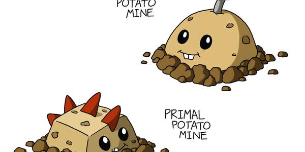 식물 대 좀비 시리즈의 Potato Mine 과 Primal Potato Mine: 그림 모음